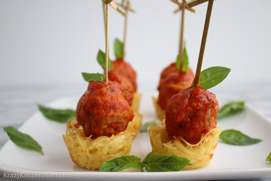 Mini Spaghetti and Meatball Appetizer | Krazy Kitchen Mom